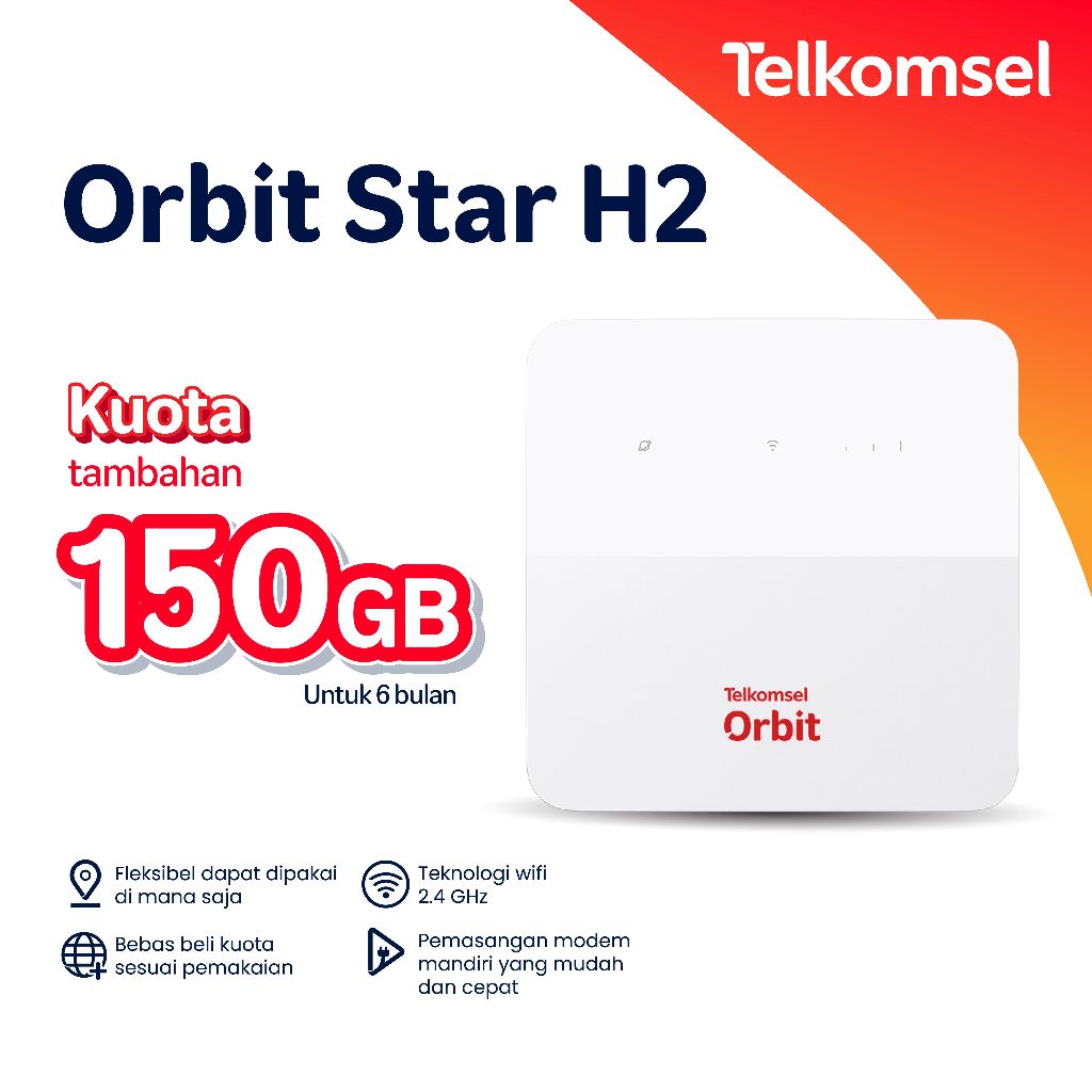 Jual Telkomsel Orbit Star H2 Modem WiFi 4G High Speed Bonus Data ...