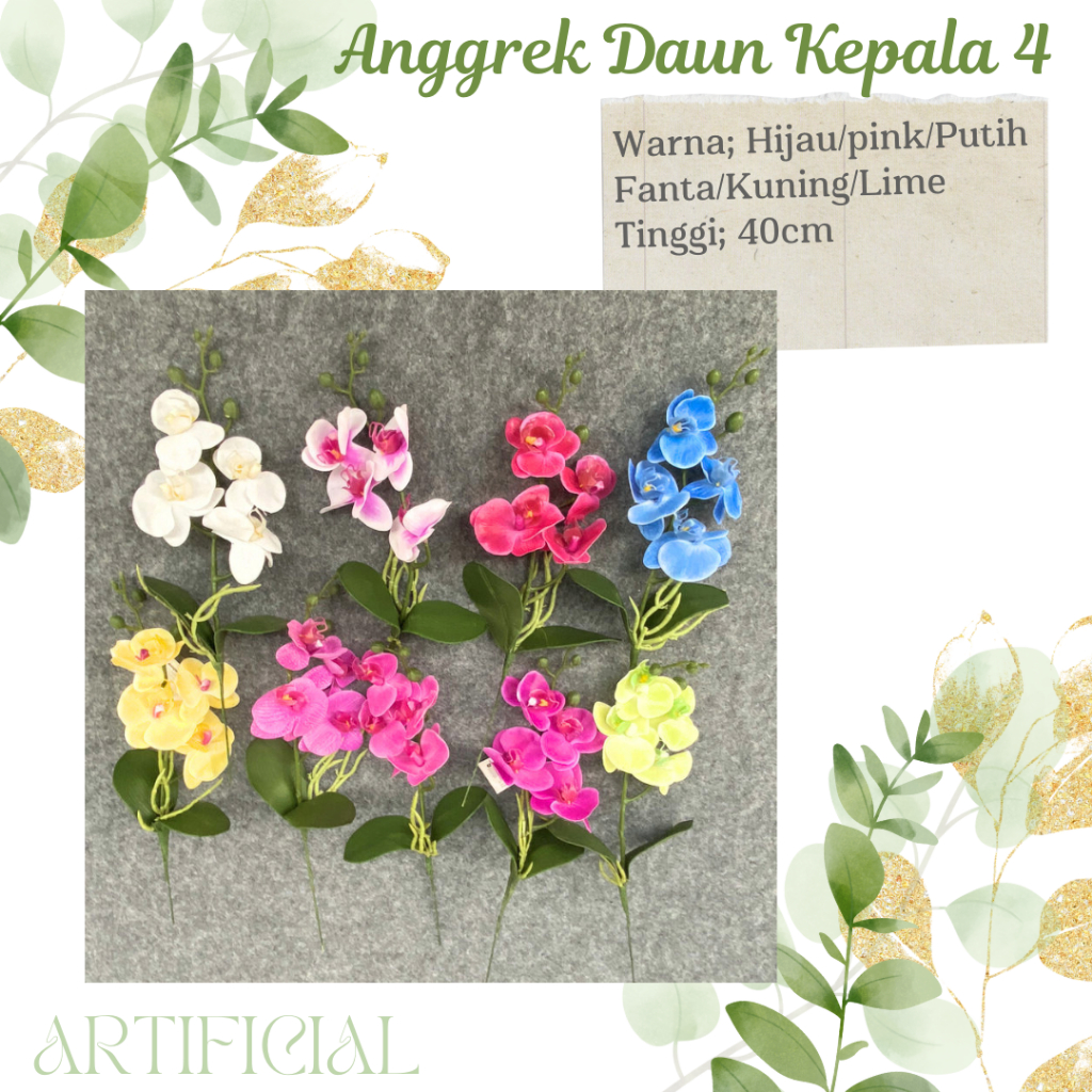 Jual Bunga Artificial Premium Bunga Anggrek + Daun | Shopee Indonesia