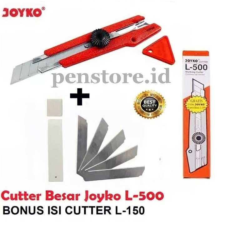 Jual (pcs) Cutter Besar Besi L-500 Joyko Merah Free Refil 1 tube L-150 ...