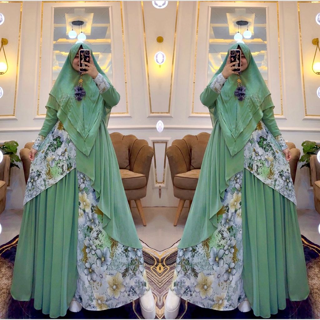Jual GAMIS CERUTY PRINTING MOTIF || CERUTY BABYDOLL DRESS MUSLIM ...