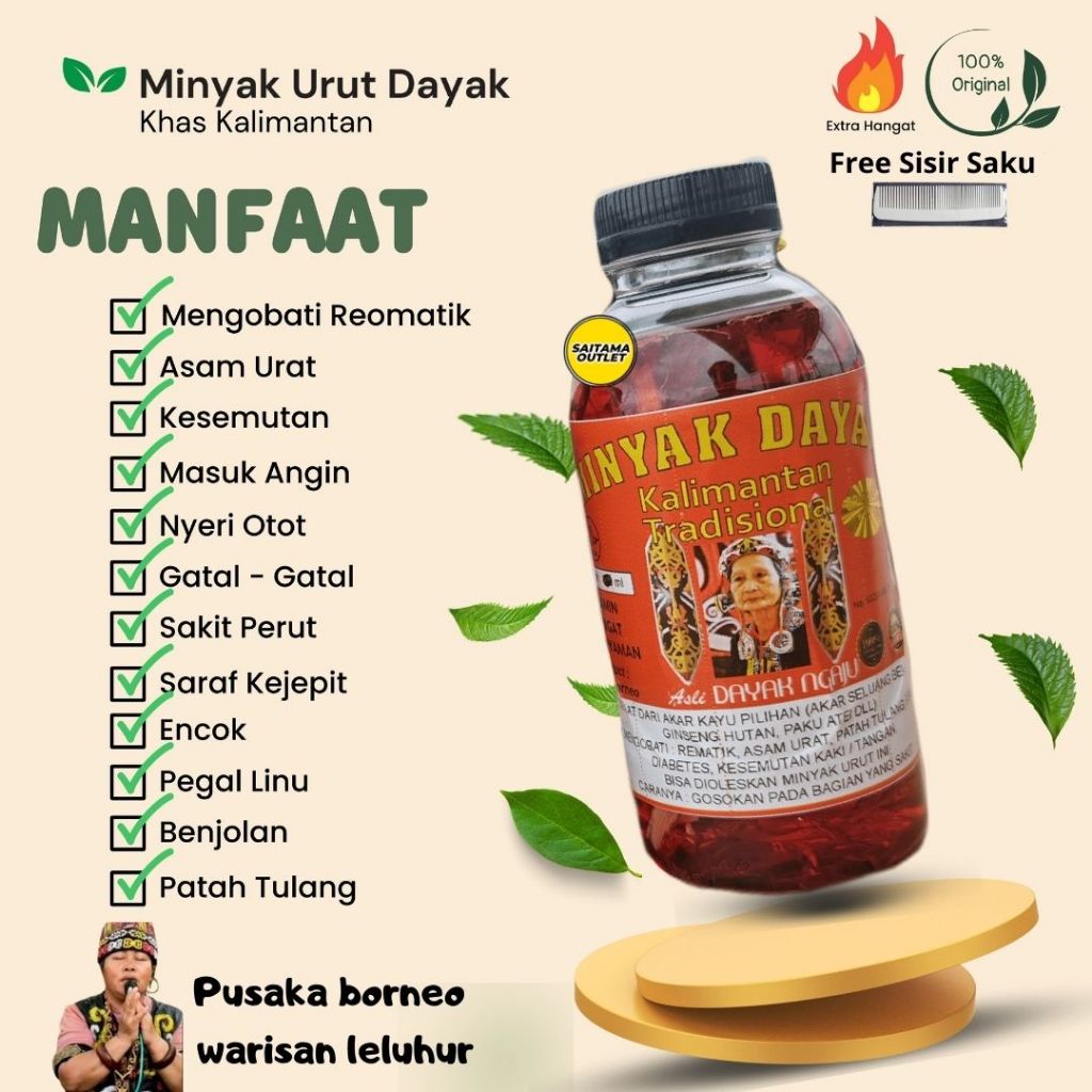 Jual Minyak urut dayak asli khas kalimantan/ Minyak gosok herbal alami ...