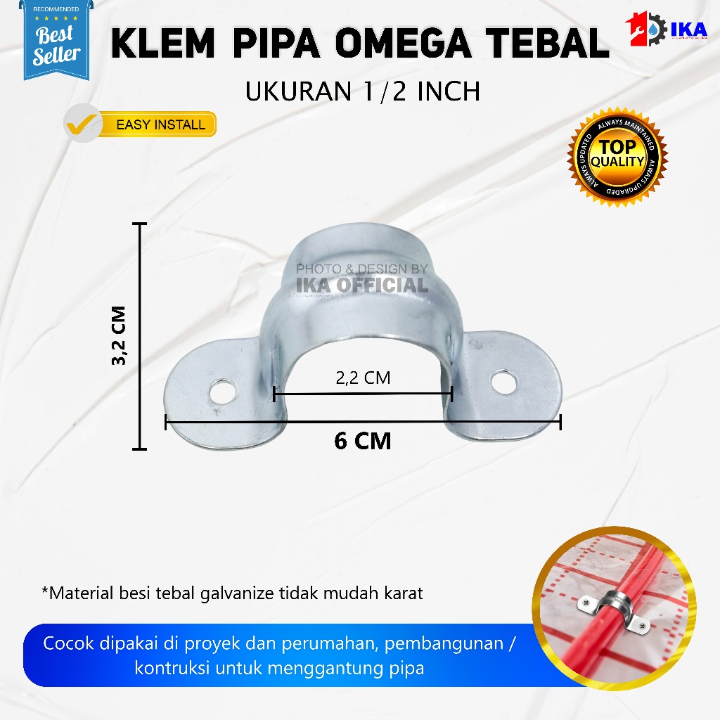 Jual KLEM OMEGA 1/2" 3/4" 1" 1 1 /4" 1 1/2" CLAMPS OMEGA GALVANIS Klem ...