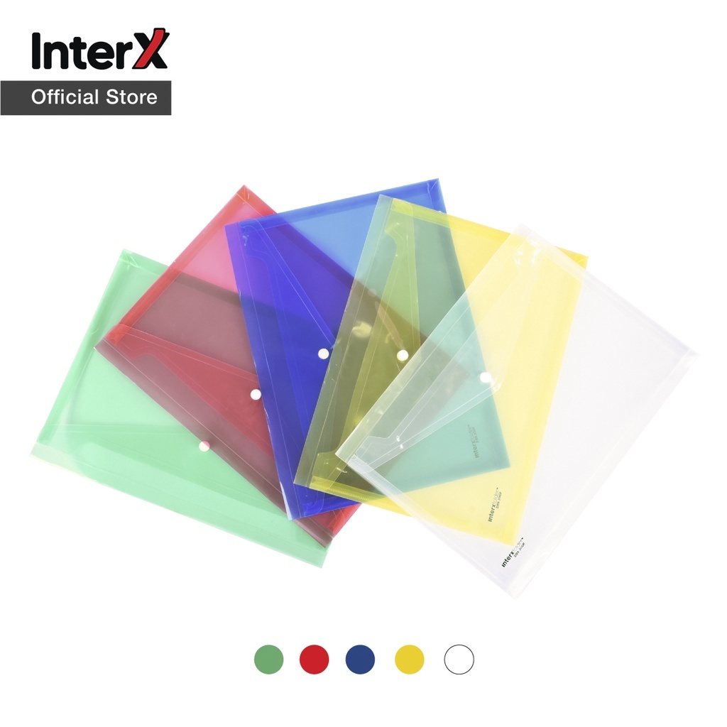 Jual Map plastik KANCING Folio /F4 InterX folder bening warna (1 lusin isi 12pcs) | Shopee Indonesia