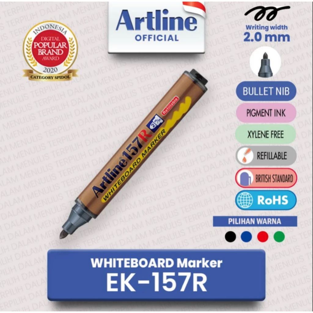 Jual (1 PCS) SPIDOL WHITEBOARD ARTLINE EK-157R / SPIDOL WHITE BOARD ...