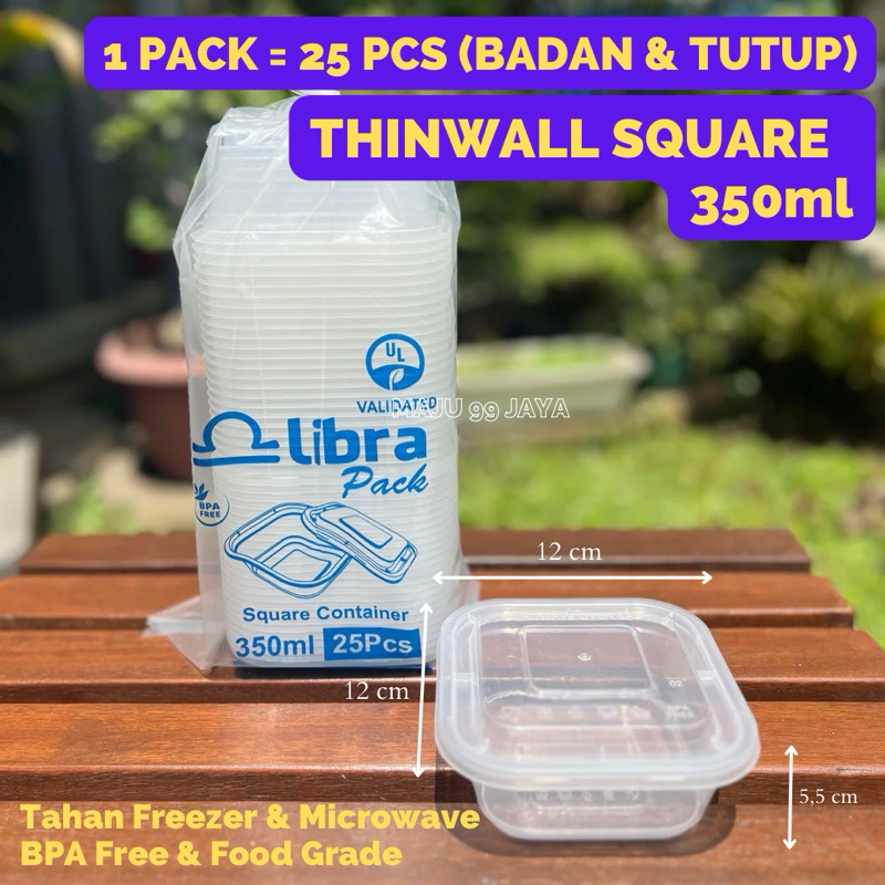 Jual Thinwall Kotak Kue / Pudding Plastik 350 ml Square SQ | Thinwall ...