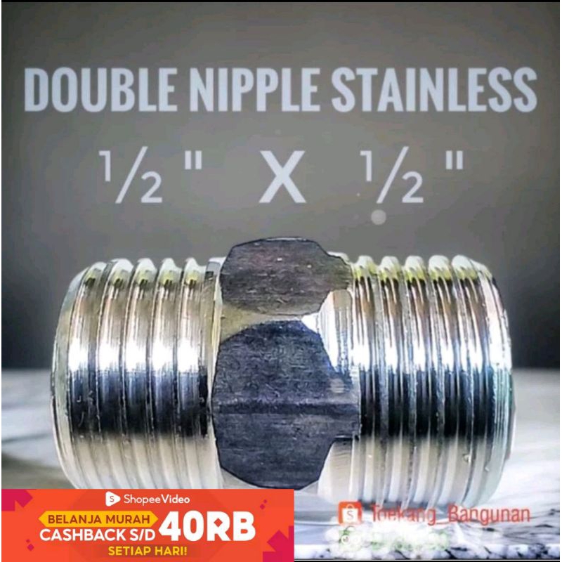 Jual Double Niple Dobel Nepel Stainless 1/2 x 1/2 | Shopee Indonesia