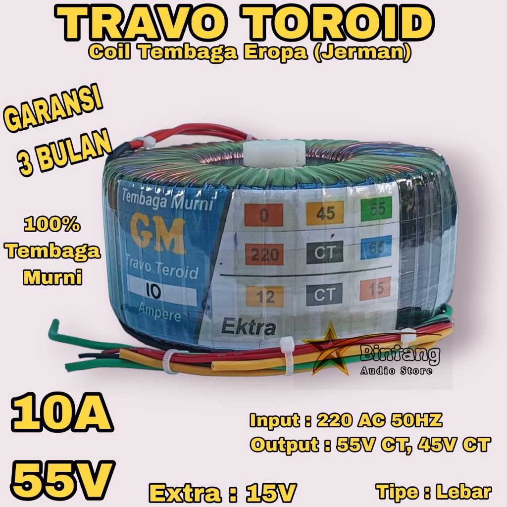 Jual Trafo TOROID / Travo Donat / Trafo Balap 10A Besar CT 55V 45V ... Jual Trafo TOROID / Travo Donat / Trafo Balap 10A Besar CT 55V 45V ...