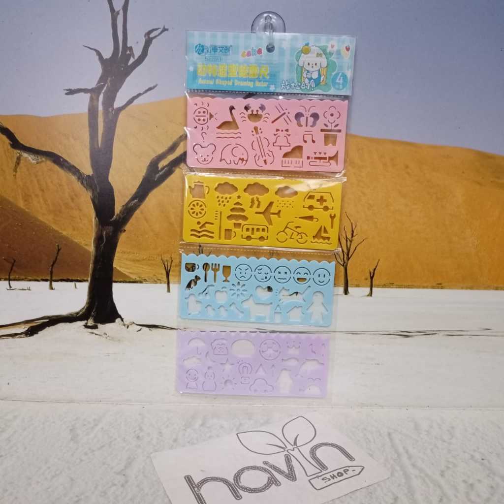 Jual (4pc) garisan CETAK ANIMAL/penggaris sablon/ANIMAL SHAPE DRAWING ...