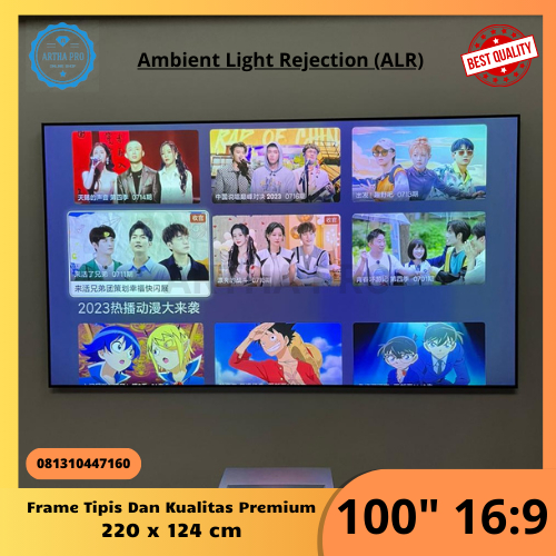 Jual Screen layar Projector Fixed Frame ALR Screen 100 inch Ratio 16:9 ...