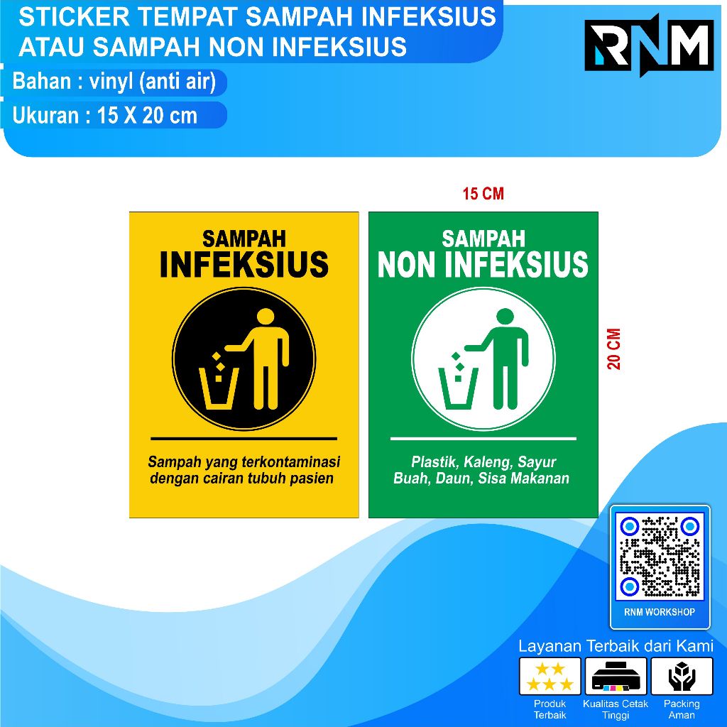 Jual STICKER TEMPAT SAMPAH INFEKSIUS ATAU SAMPAH NON INFEKSIUS 1 SET 15 ...
