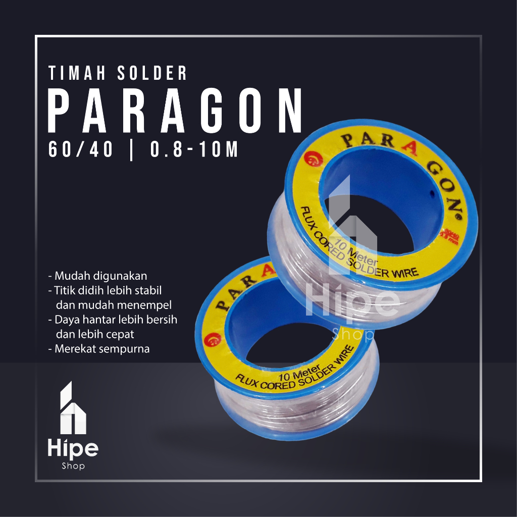 Jual Timah Solder Paragon 60/40 - 0.8 - 10 Meter / Tinol 10m flux cored ...
