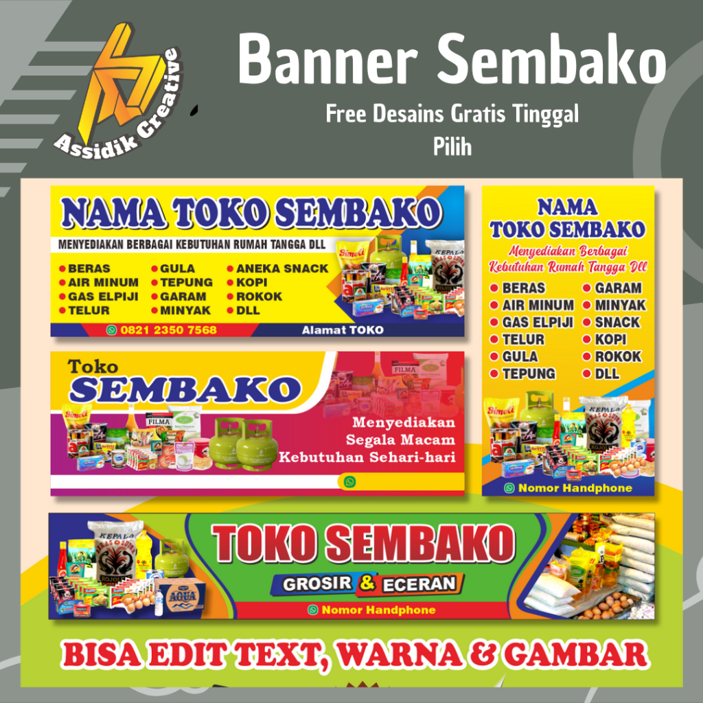 Jual Banner Spanduk Custom Toko Sembako Free Desains Bahan High Quality ...