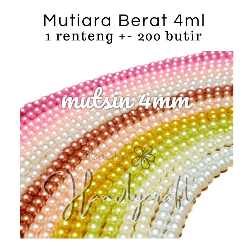 Jual Mutiara sintetis 4MM mutsin berat rentengan | Shopee Indonesia