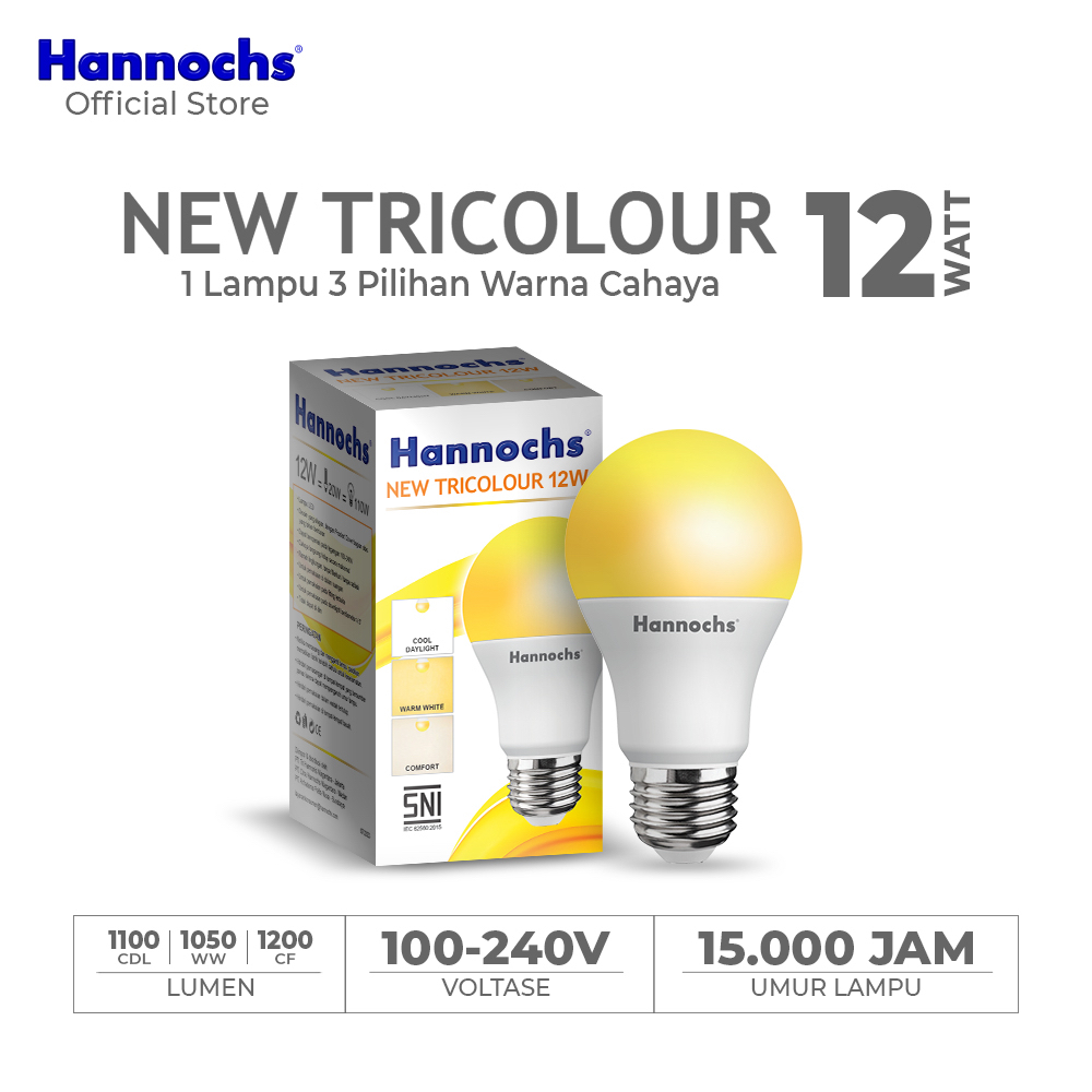 Jual Hannochs Lampu Bohlam LED New Tricolour 12W (3 Warna Cahaya ...