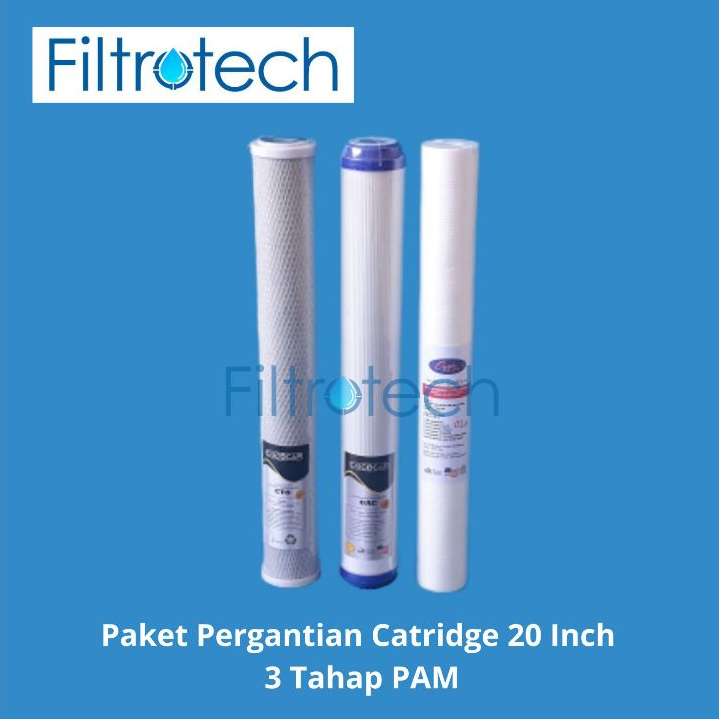 Jual Paket Catridge Filter Air Ledeng 20 Inch - Sediment, GAC, CTO ...