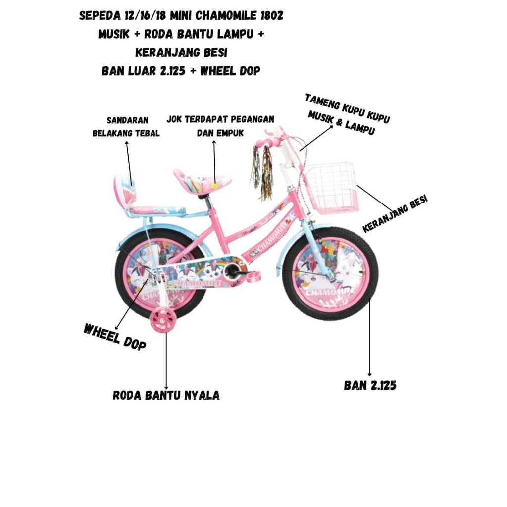 Jual Sepeda Anak Mini Keranjang 12 16 dan 18 Inch 1802 Chamomile Sepeda ...
