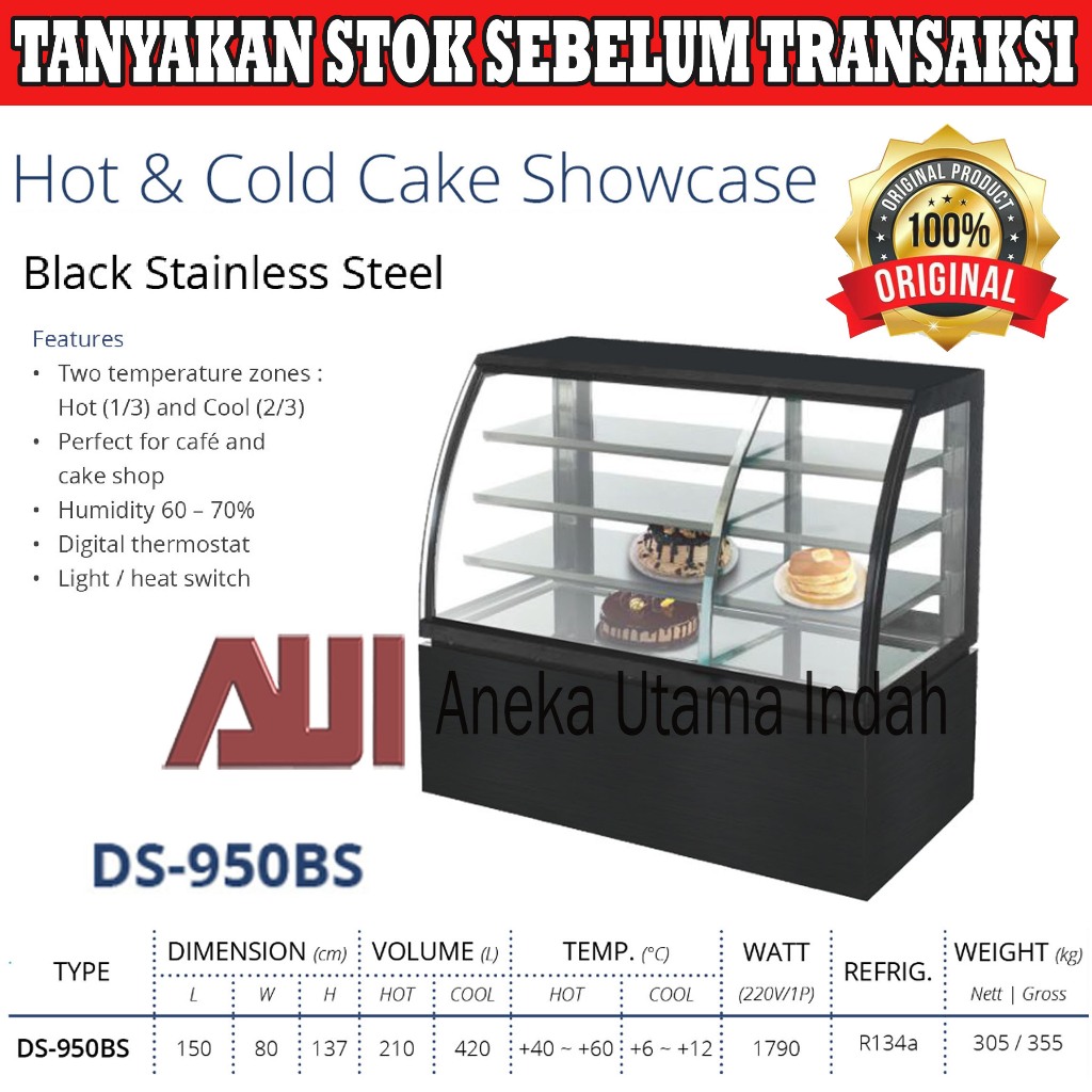Jual Gea DS-950BS Hot & Cool Cake Showcase Kue Kombinasi Panas Dingin ...