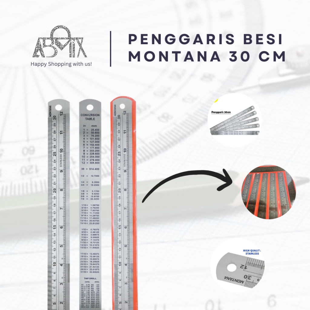 Jual [PCS] RULER/PENGGARIS BESI STAINLESS 30 CM | Shopee Indonesia