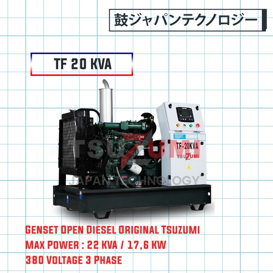 Jual Genset Open Type Tsuzumi 20 kva 15000 watt TF 20 KVA | Shopee ...