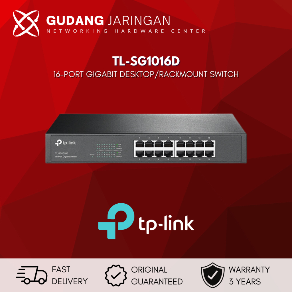 Jual TP-LINK TL-SG1016D 16 Port Gigabit Desktop/Rackmount Switch TPLINK | Shopee Indonesia