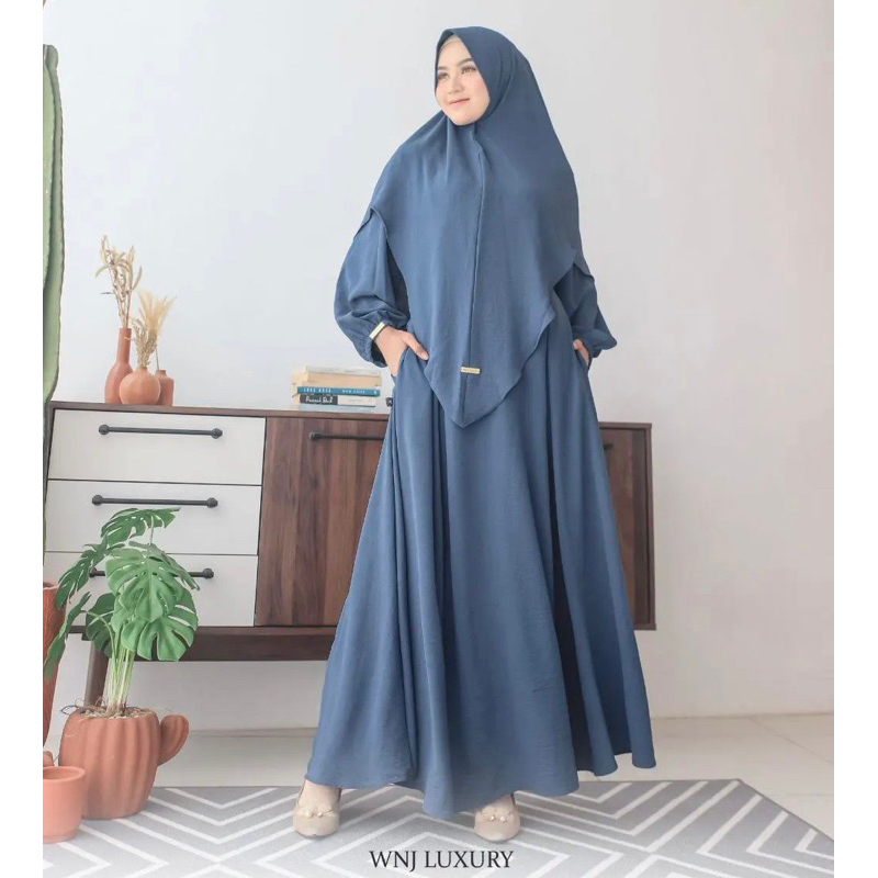 Jual GAMIS SYARI CRINCLE PLUS KHIMAR UKURAN M L XL XXL GAMIS SYARI BUSUI POLOS SET MURAH ...