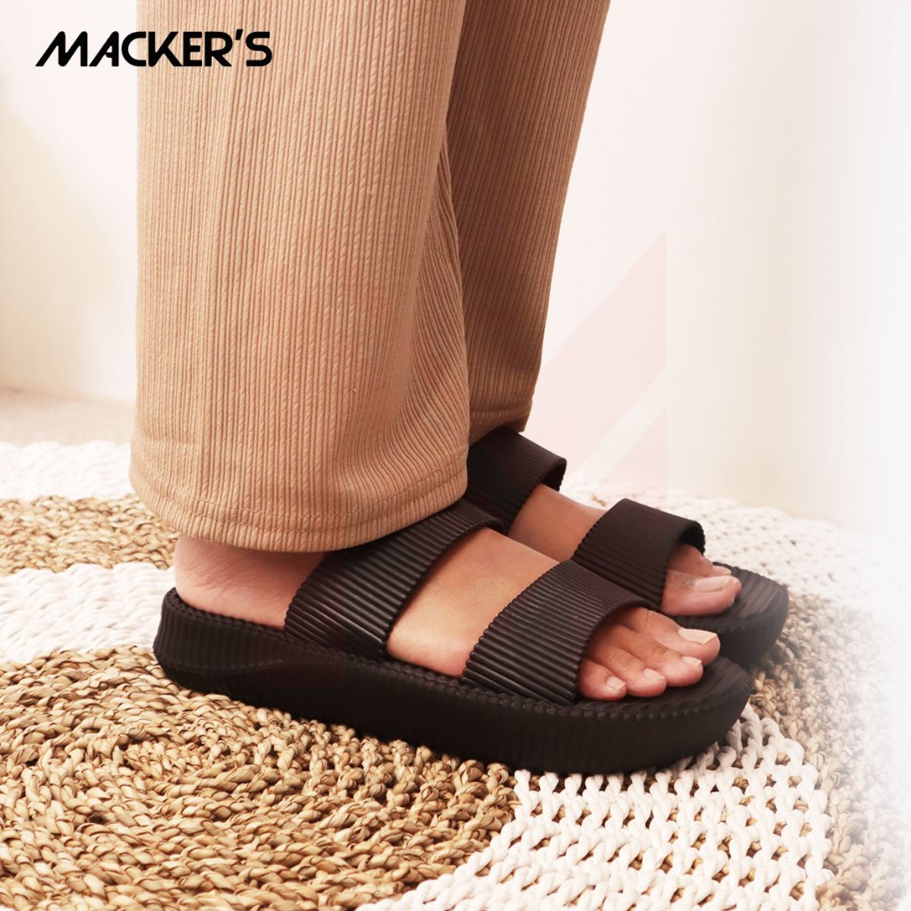 Jual [MACKER'S] 2410 Sandal Slop Karet Wanita Tinggi Tebal Ringan Model Kasual Kekinian | Shopee ...