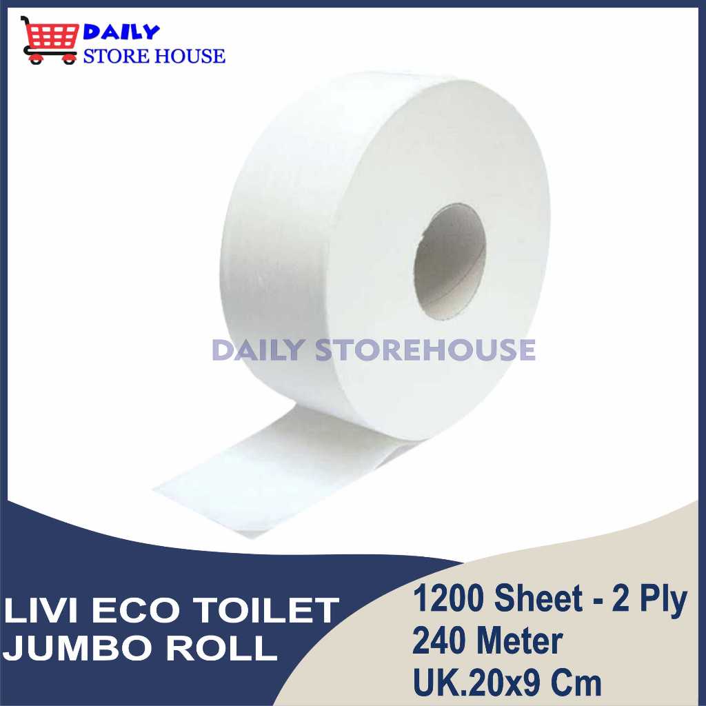 Jual Tissue Livi Eco Toilet Jumbo Roll JRT 1200 Sheets 240 Meter 2 Ply ...