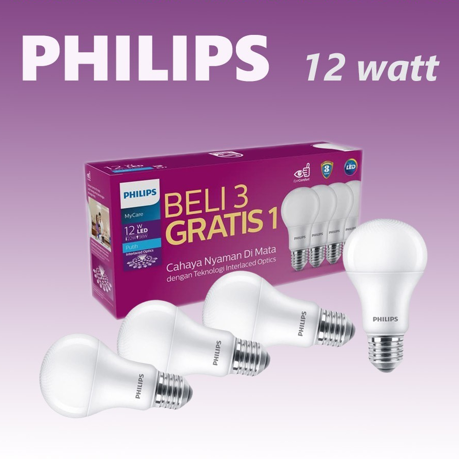 Jual [BELI 3 GRATIS 1] Lampu Philips Led 12 Watt Promo Multipack MyCare ...