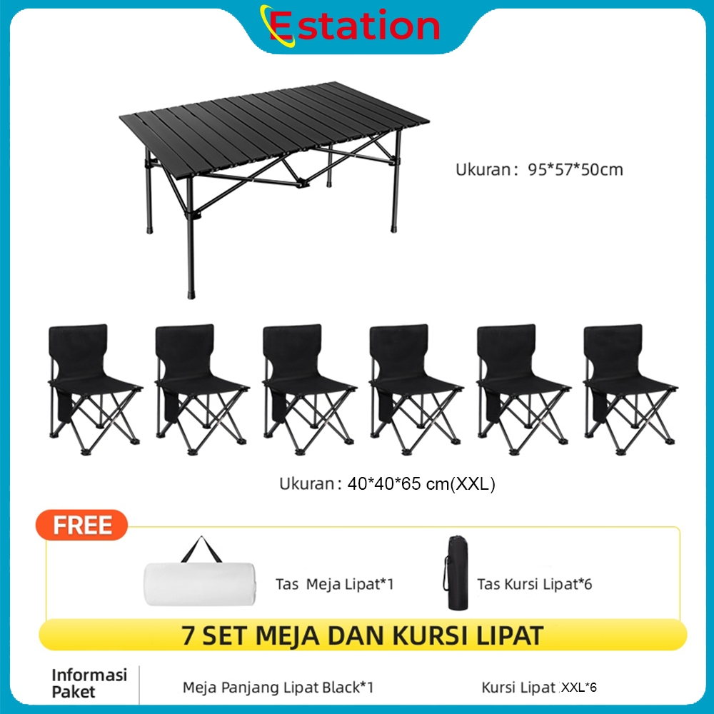 Jual Estation - Meja Lipat Panjang Dan Kursi * 6pcs Full Set / Meja ...