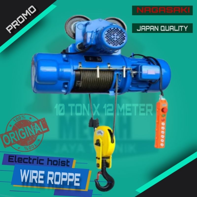 Jual CRANE ELECTRIC HOIST WIRE ROPE 10 TON SELING 12 METER 380V / 3 ...