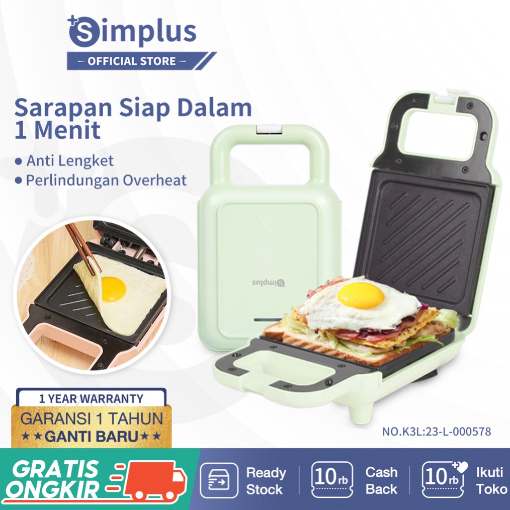 Jual PRODUCT TERPOPULER Simplus Sandwich Maker Pemanggang Roti Toaster ...