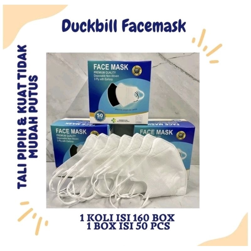 Jual Masker Duckbill 3ply 1 Box Isi 50 Pcs / Masker Dewasa Disposable ...