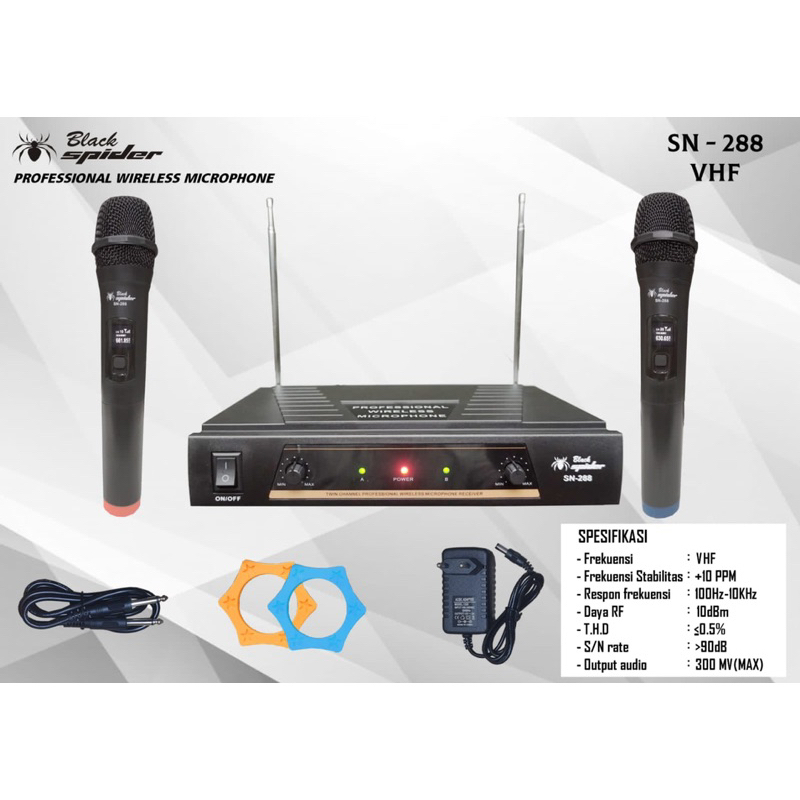 Jual MICROPHONE WIRELESS BLACK SPIDER SN 288 / MIC BlackSpider TANPA ...