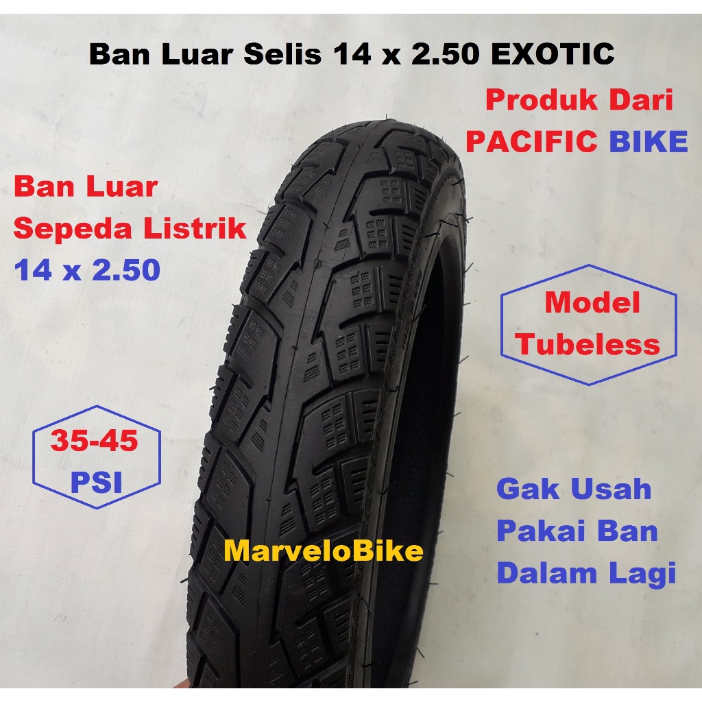 Jual Ban Luar Selis Sepeda Listrik 14 x 2.50 Exotic Model Tubeless ...