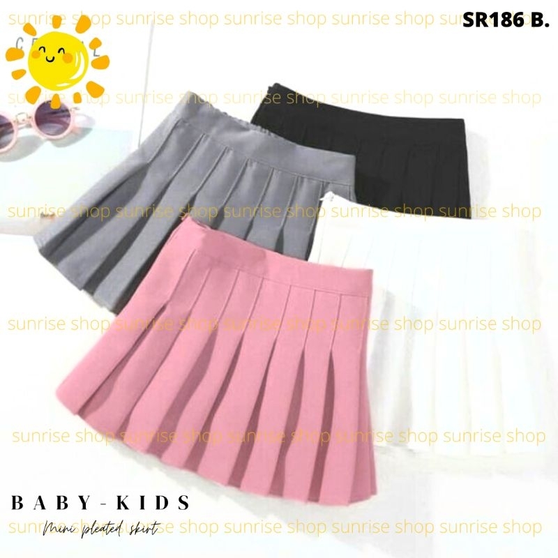 Jual SR186 B-ROK MINI LIPAT POLOS ANAK KATUN MINI PLEATED KOREAN SKIRT ...