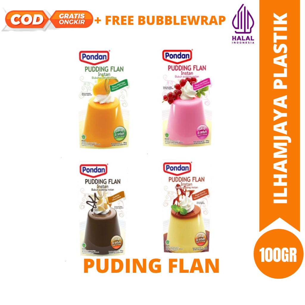 Jual Pondan puding flan 100gr Pouch / pudding flan ponan mangga, coklat dan vanilla | Shopee ...