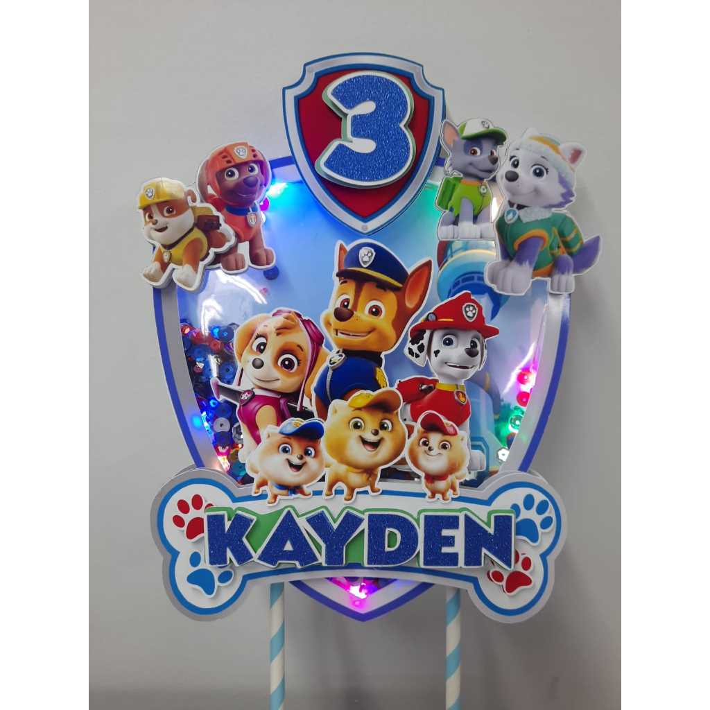 Jual Cake Toppers 3D dan Lampu LED/Dekorasi ulang tahun anak gambar Paw ...