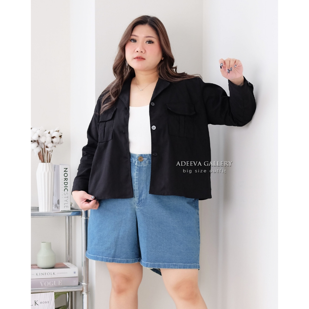 Jual ADEEVA Yuka Blazer Crop Jumbo | Jacket Outer Oversize Crop | Shopee Indonesia