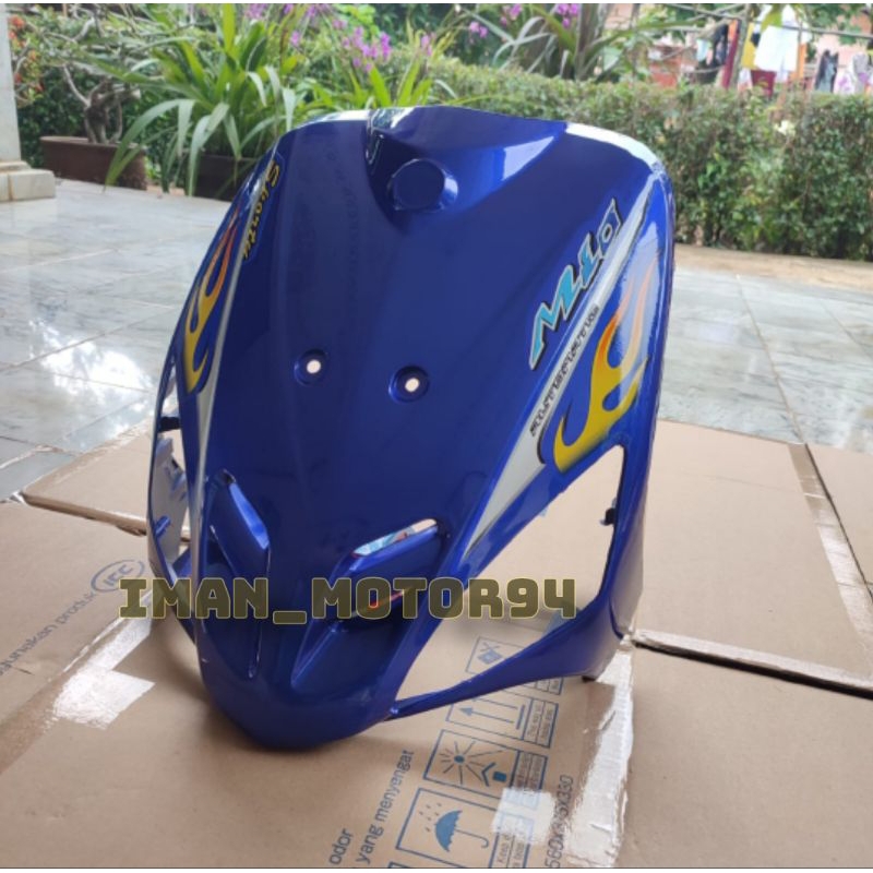 Jual Tameng lampu depan yamaha mio old sporty biru tua plus striping ...