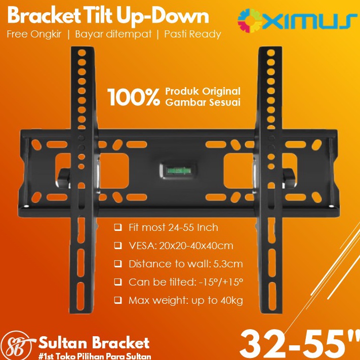 Jual Drc Bracket TV SmartAndroid LED 55 5 43 42 4 32 Inch Tilt Up Down Nunduk Plat Tebal dan ...