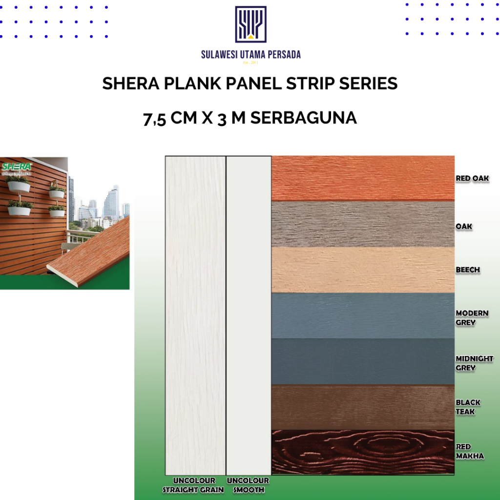 Jual SHERA STRIP SERIES 7,5 CM X 3M SUDAH WARNA / PLANK STRIP SERBAGUNA ...