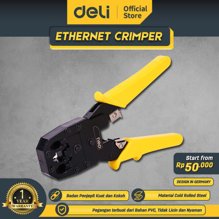 Jual Deli Ethernet Crimper / Tang Crimping 3in1 4P 6P 8P RJ45 RJ11 DL2468 - Tanpa Pemotong ...