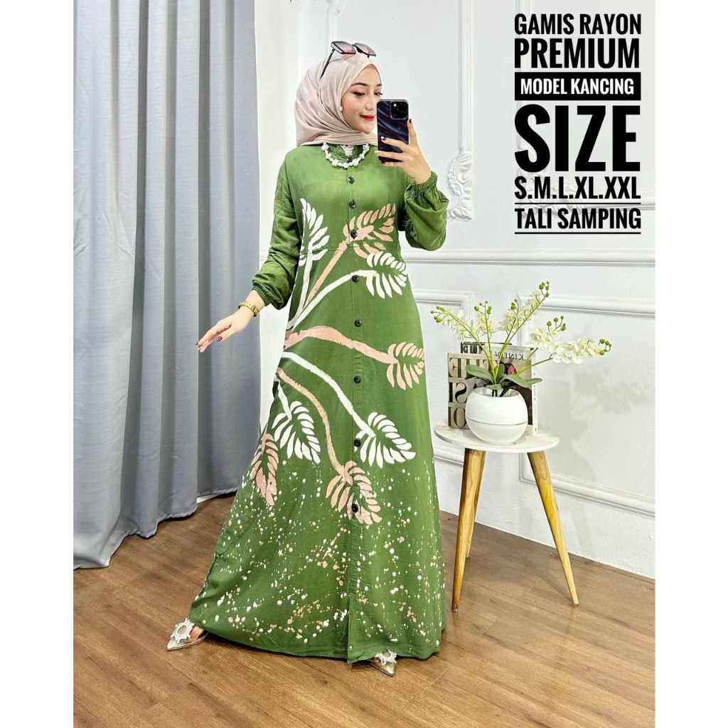Jual Batik Usman - Gamis Twill Rayon Premium Model Kancing Terbaru Jumbo Syari Kekinian Batik ...