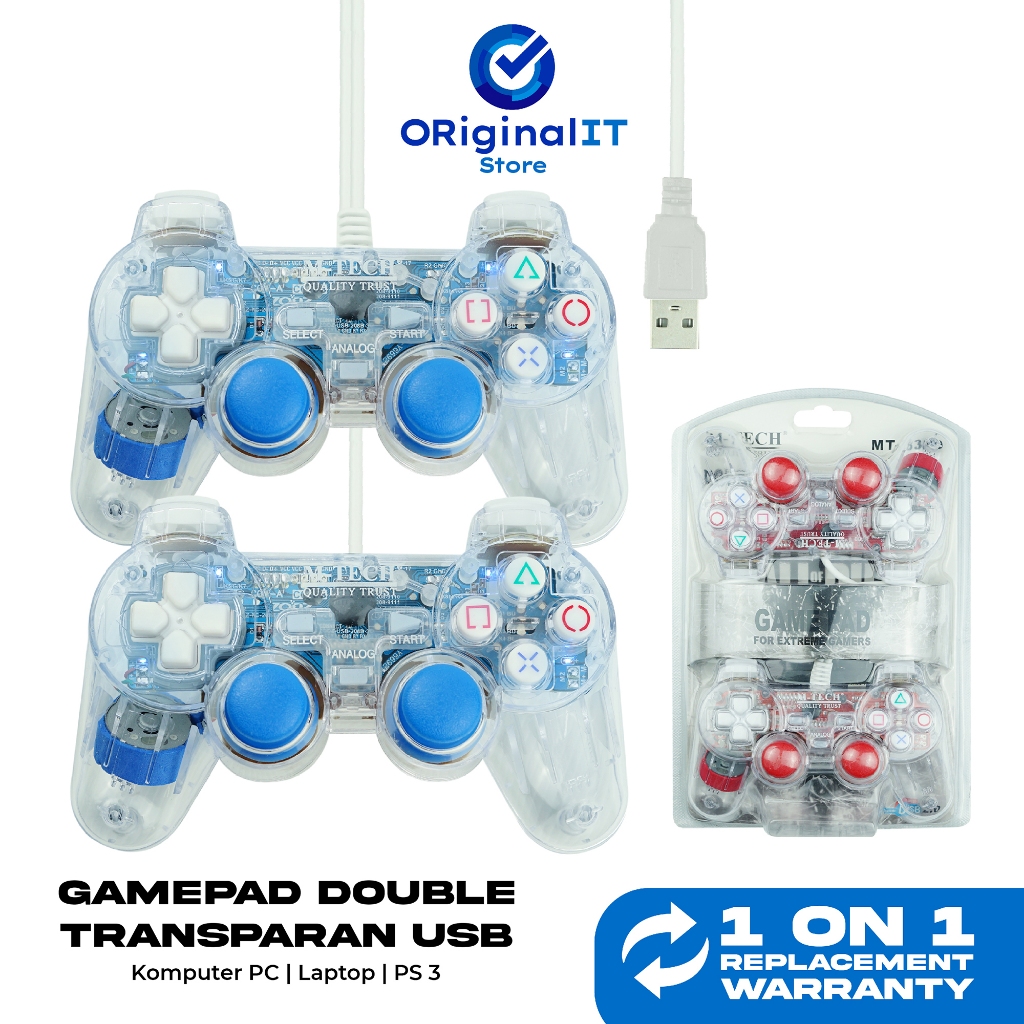 Jual Stik Stick Joystick Gamepad Transparan Double Getar Pc Komputer ...