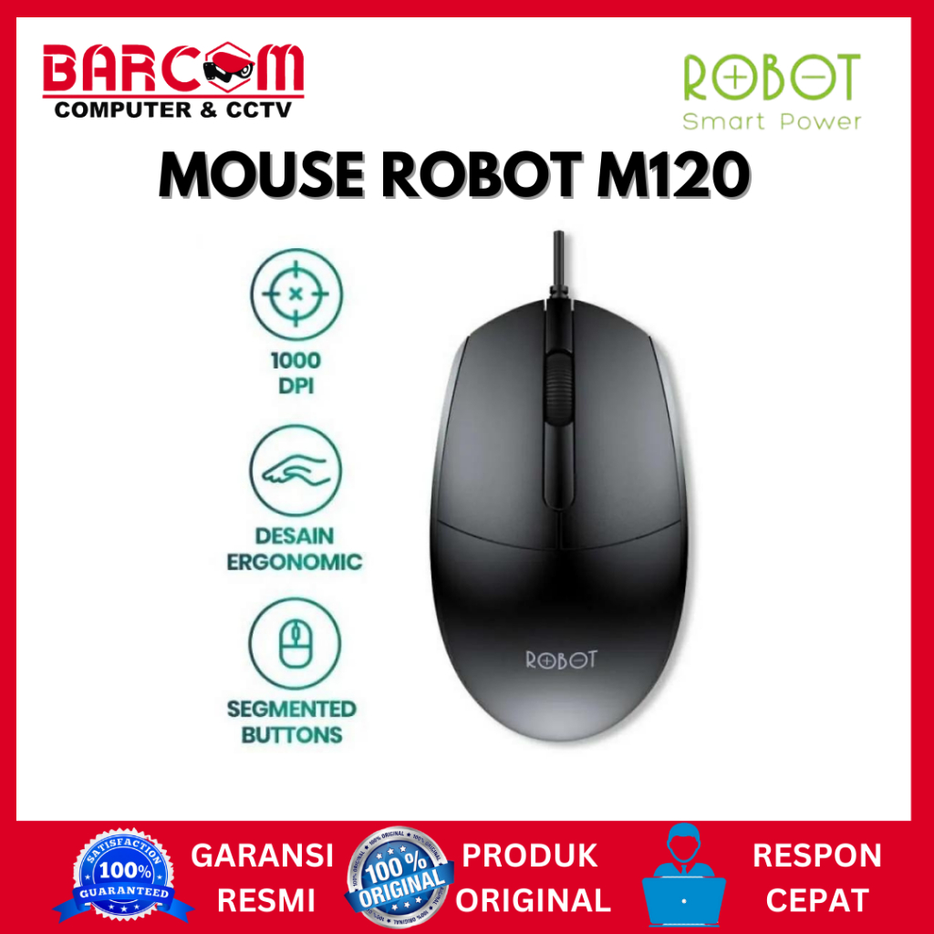 Jual Mouse Robot M120 1000DPI USB Wired Mouse Black ORIGINAL | Shopee ...