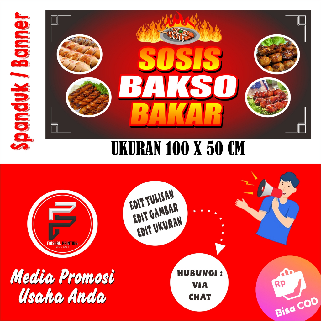 Jual Spanduk Banner Sosis Bakar / Banner Baso Bakar / Banner Sosis dan ...