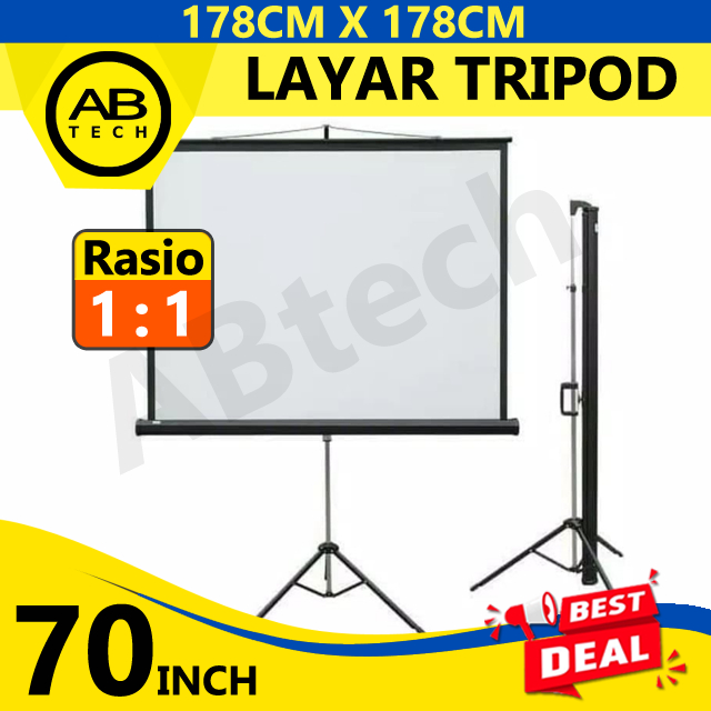 Jual Layar Proyektor Tripod 70 inch Rasio 1:1 | Screen Projector Pakai ...