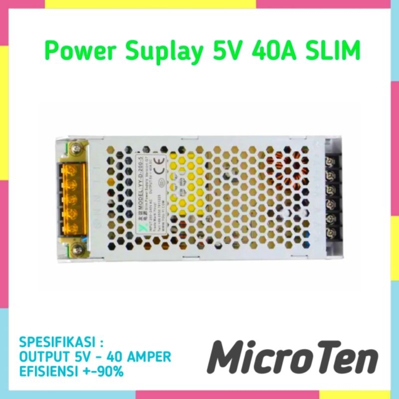 Jual POWER SUPLAY 5V 40A - POWER SUPLAY SLIM UNTUK JWS / RUNNING TEXT ...