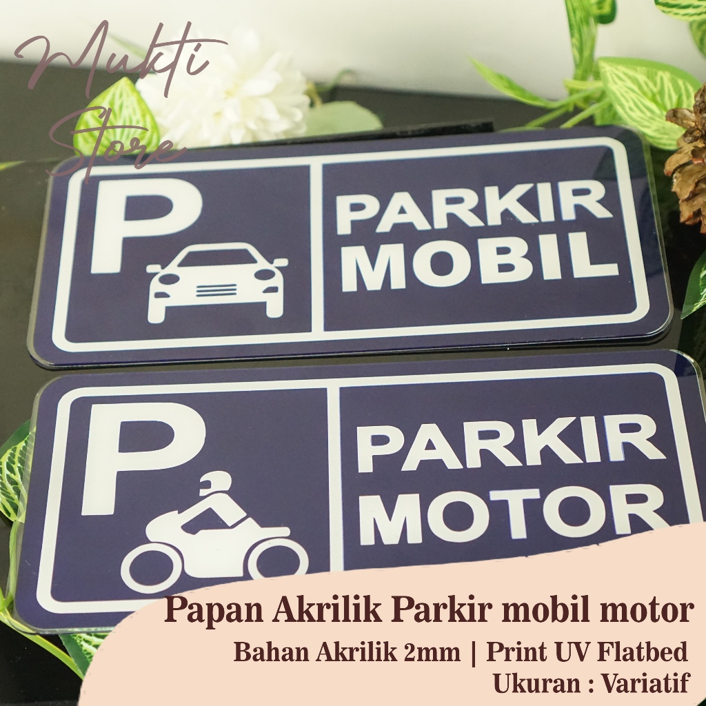 Jual Rambu Papan Sign PARKIR MOTOR PARKIR MOBIL Plat Akrilik 50x25 cm ...