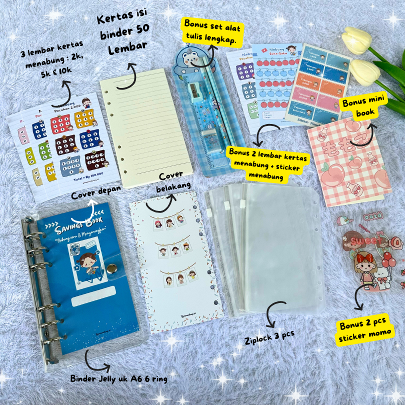 Jual Paket Binder Keuangan Nabung Murah Lengkap Super Lucu A6, Binder ...